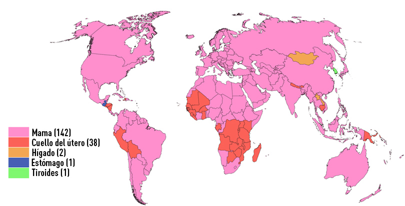 Un mapa muestra dónde predominan los diferentes tipos de cáncer - RT