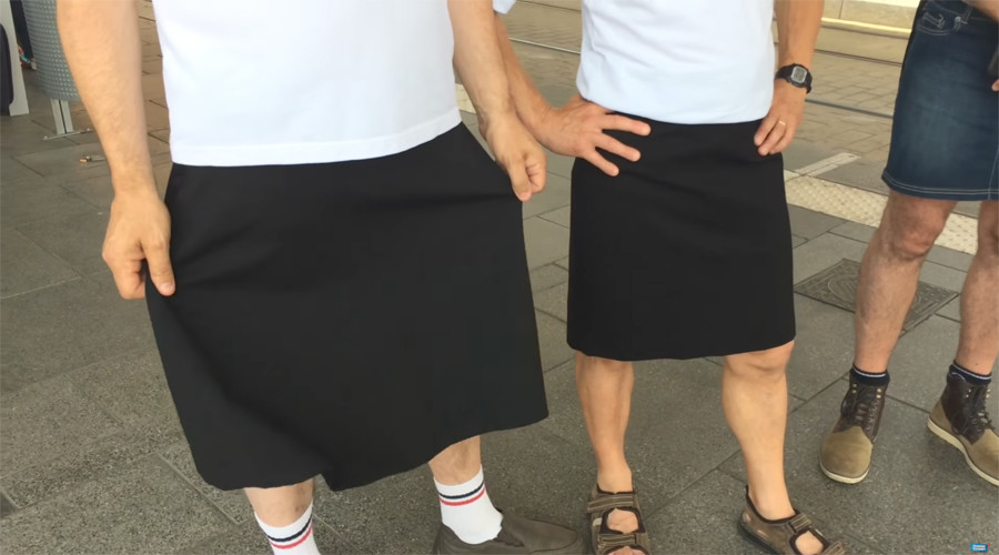 Sun’s out, gams out? Men wear skirts to protest ban on shorts during ...