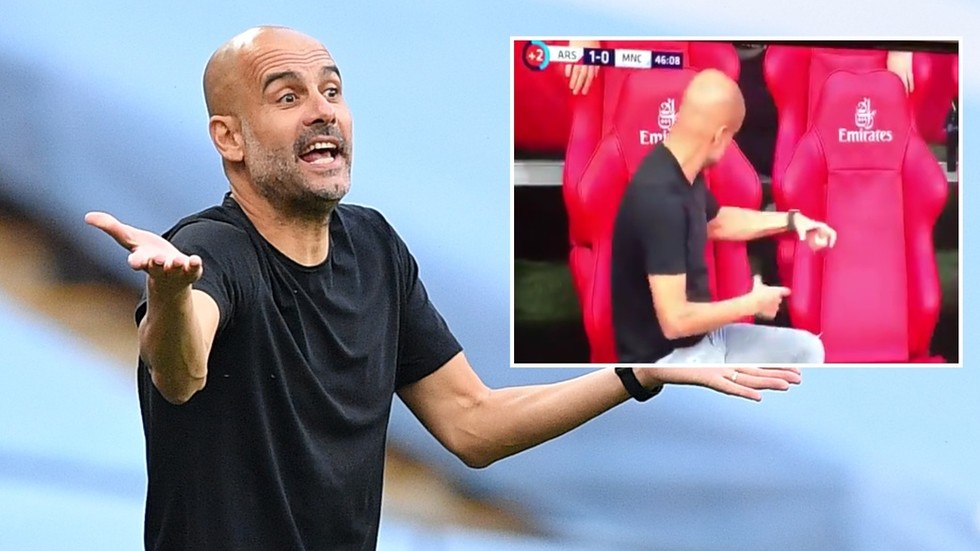 'Who's his imaginary friend?' Footage of Guardiola 'talking to empty ...