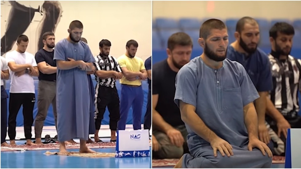 WATCH: Khabib leads teammates in prayers at UFC 254 training camp as he ...
