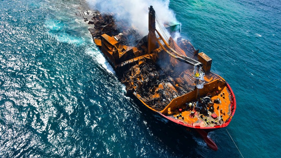 Captain of burnt, sunken Sri Lankan container ship arrested after ...