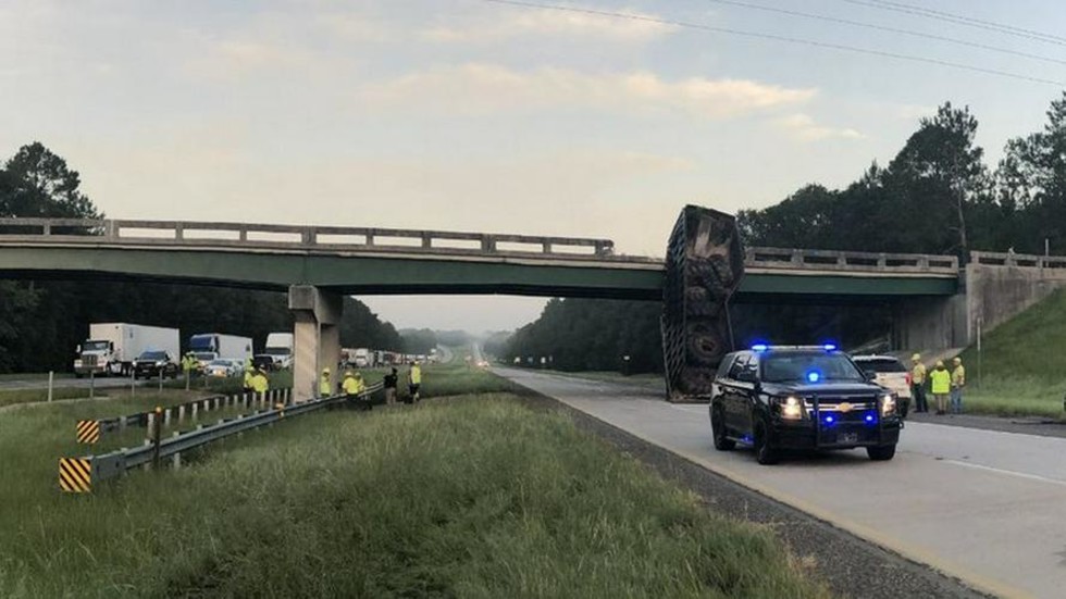 I-16 highway in US state of Georgia blocked after truck hits overpass ...