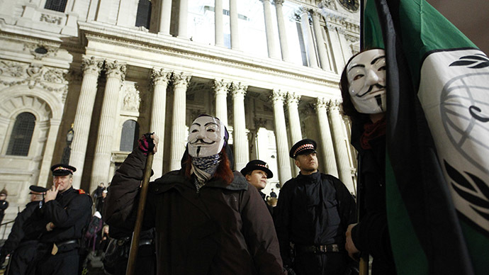 Anonymous hold protest at BBC London HQ — RT UK News